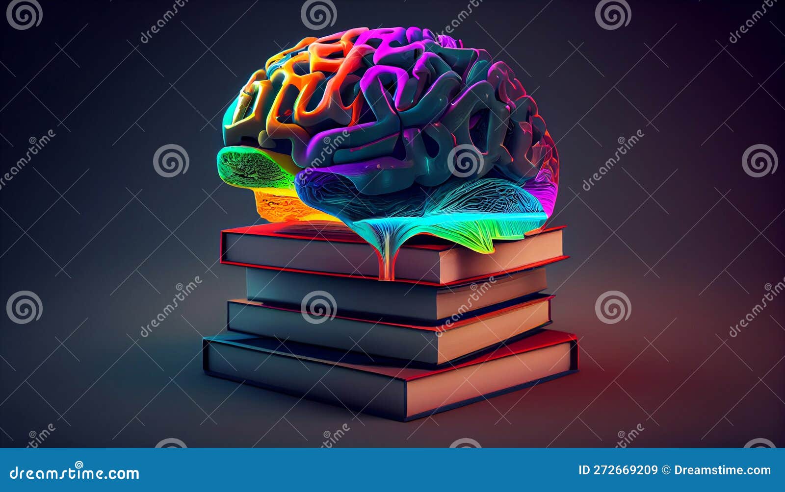 Human Brain and Books. Education Concept Stock Illustration ...