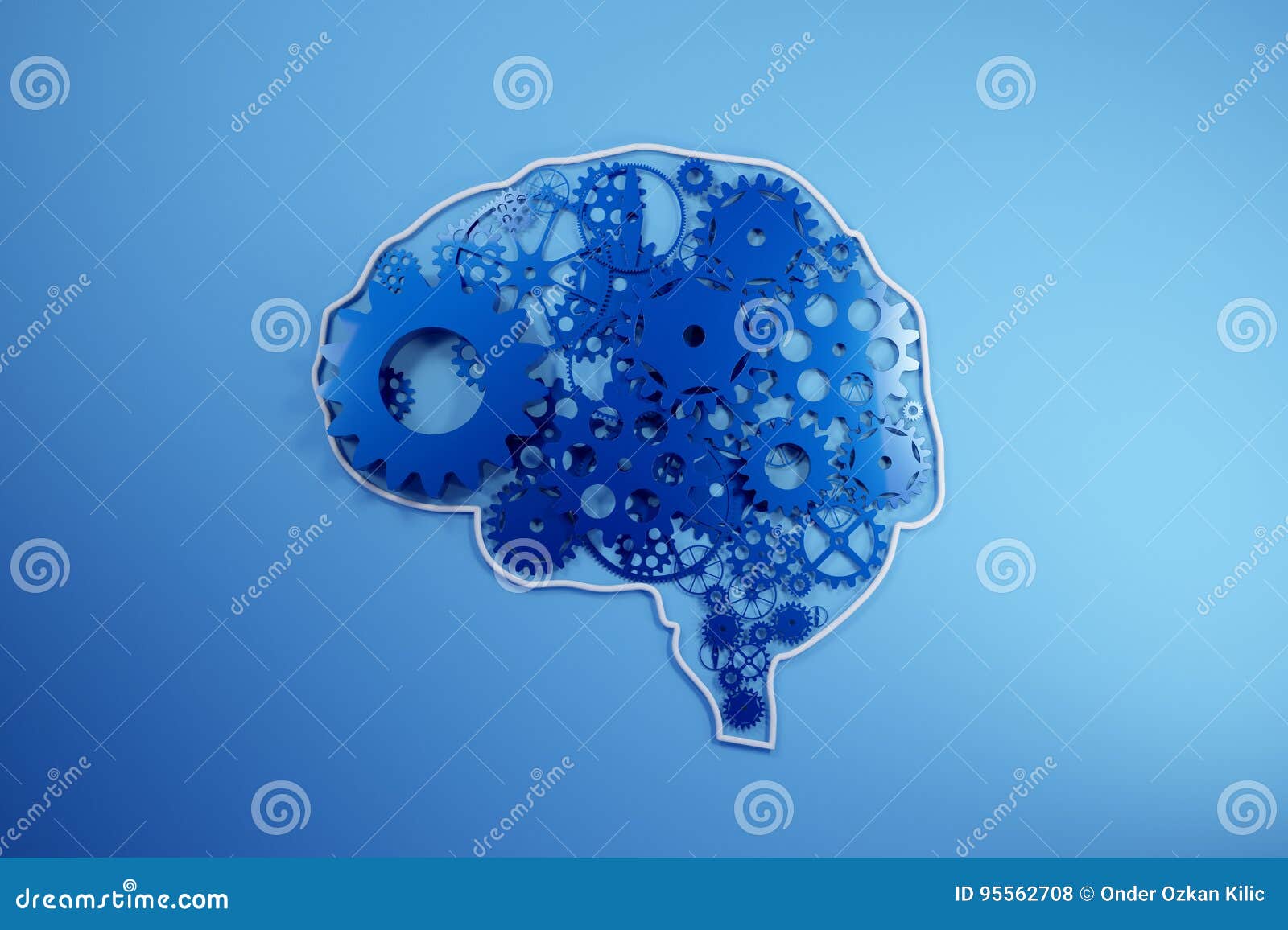 Human Brain Build Out of Cogs and Gears. Pictograph of Gear in Head. 3D ...