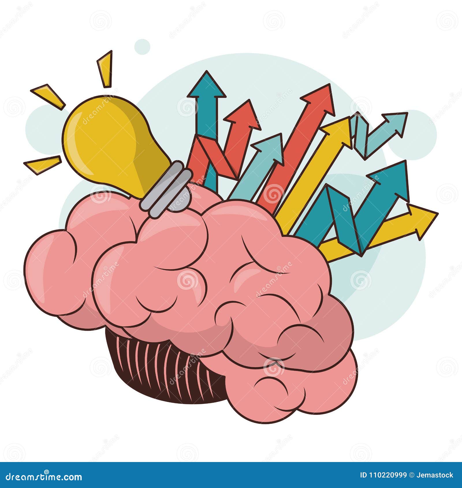 Human Brain Bulb Light Arrow Development Success Stock Vector ...
