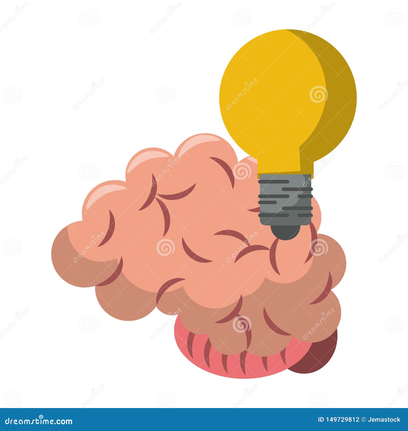 Human Brain with Bulb Light Symbol Isolated Stock Vector - Illustration ...