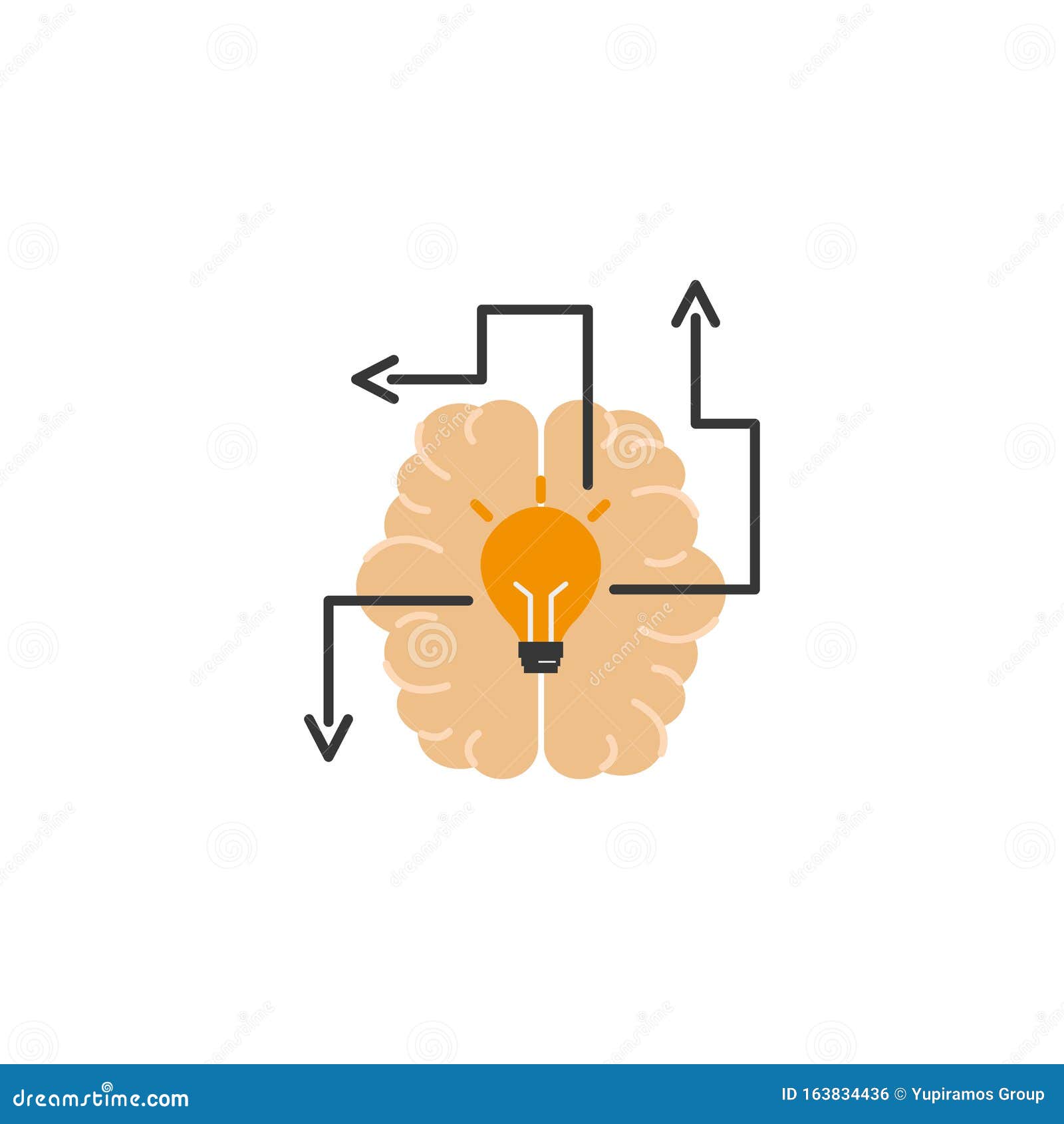 Human Brain Bulb Progress Idea Icon Flat Style Stock Vector ...