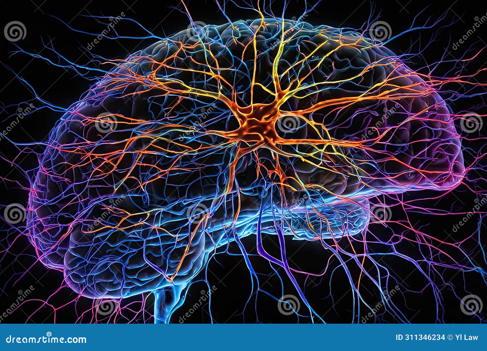 The Human Brain Bursts into Colorful Tree Roots Stock Illustration ...