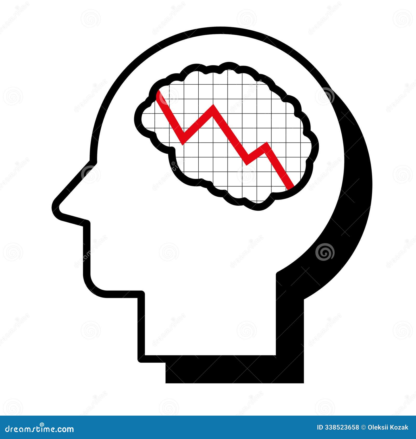 Human Brain with Business Graph in Face Profile. Head Profile with ...