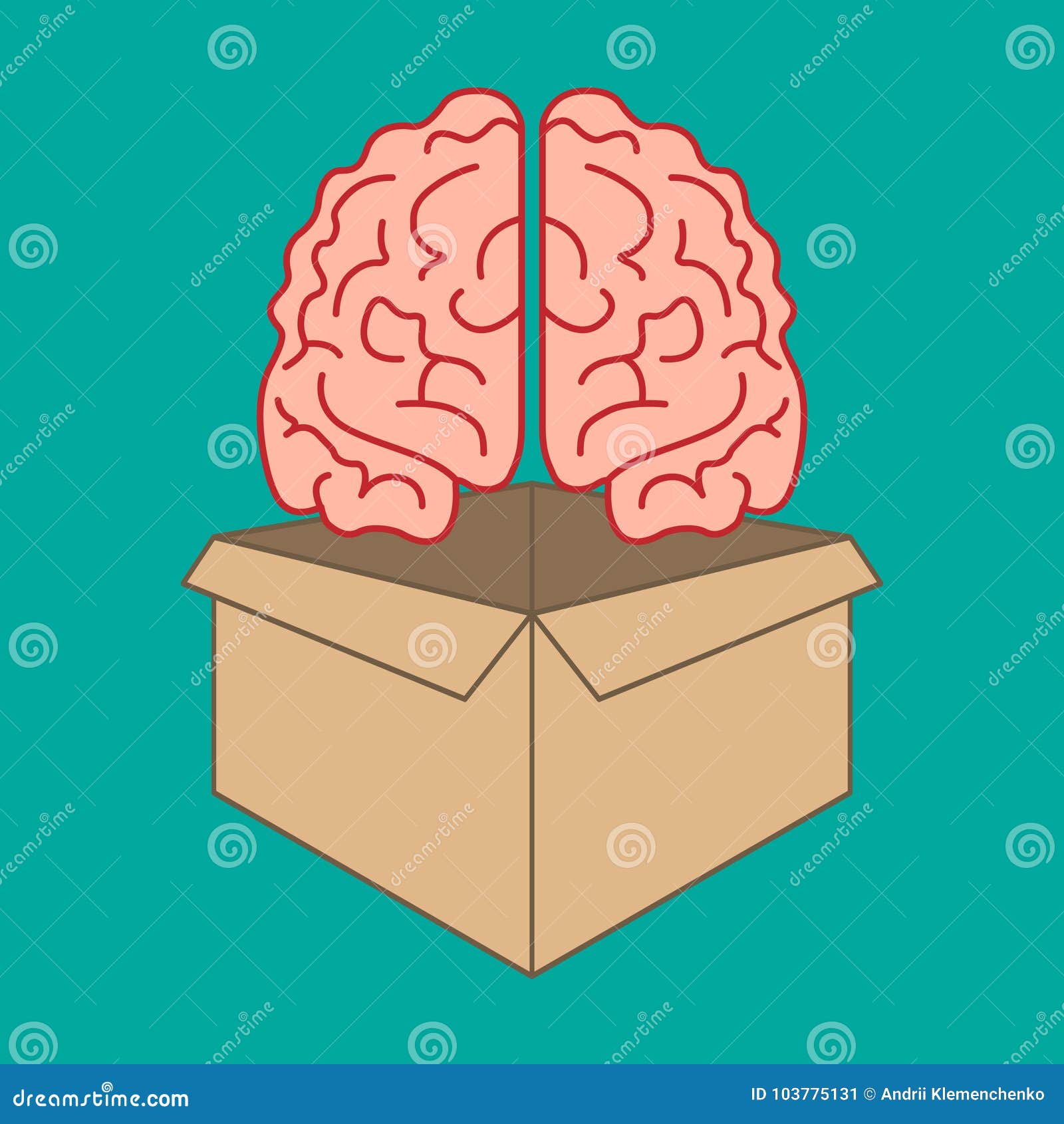 The Human Brain from a Cardboard Box. Vector Illustration. Stock Vector ...