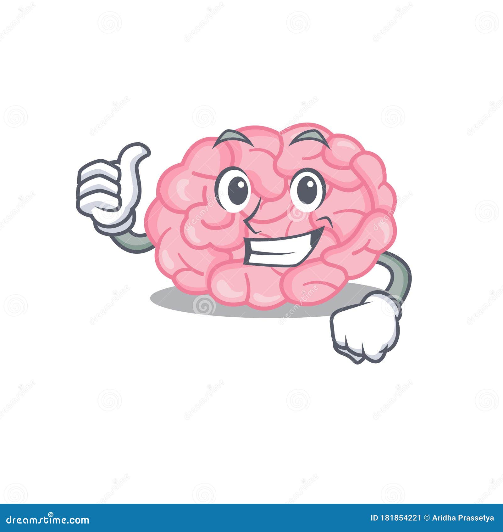 Human Brain Cartoon Character Design Making OK Gesture Stock Vector ...