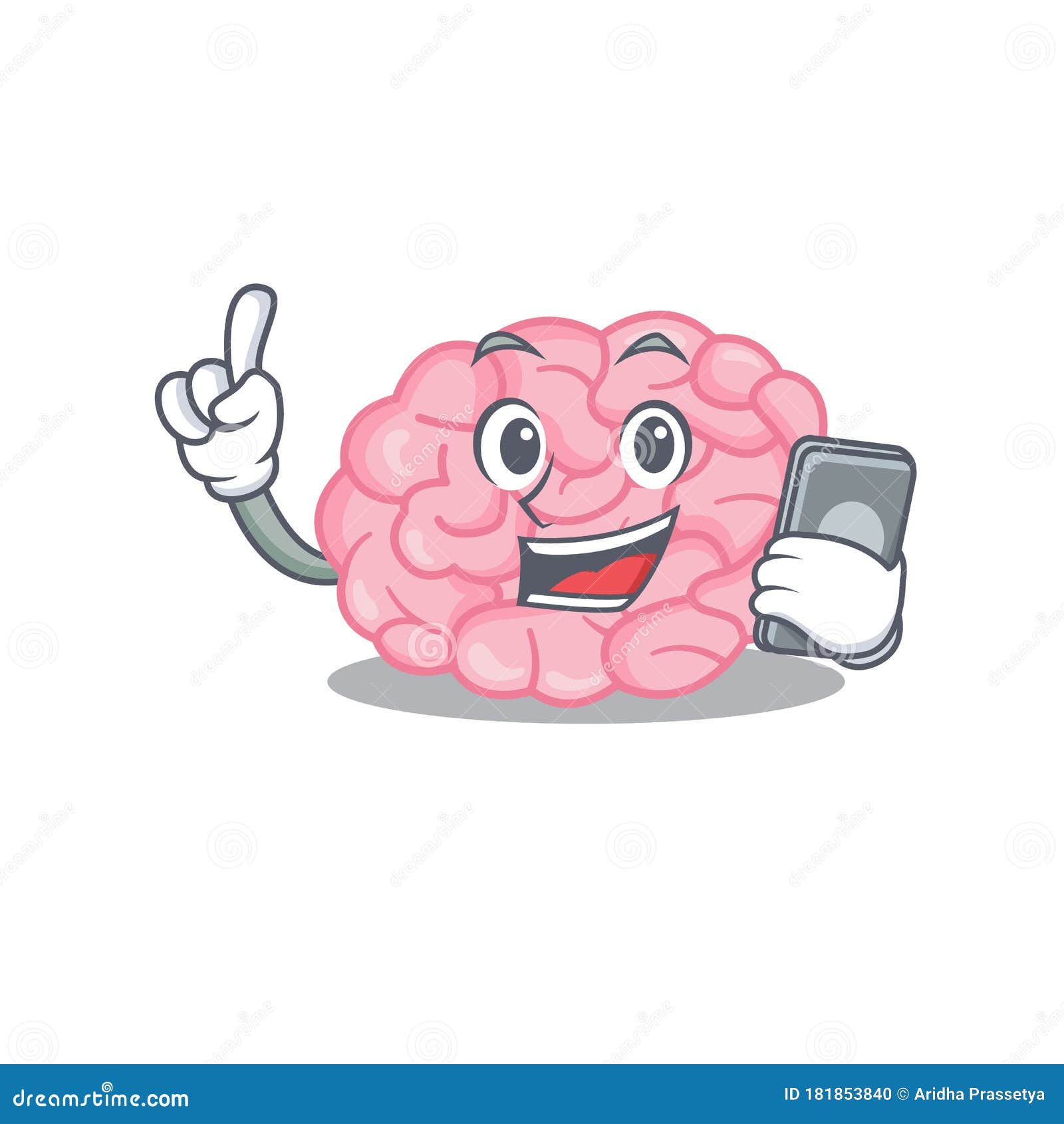 Human Brain Cartoon Character Speaking on Phone Stock Vector ...
