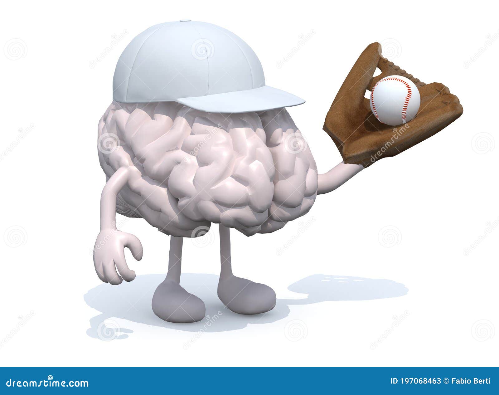 Human Brain Cartoon Play Baseball Stock Illustration - Illustration of ...