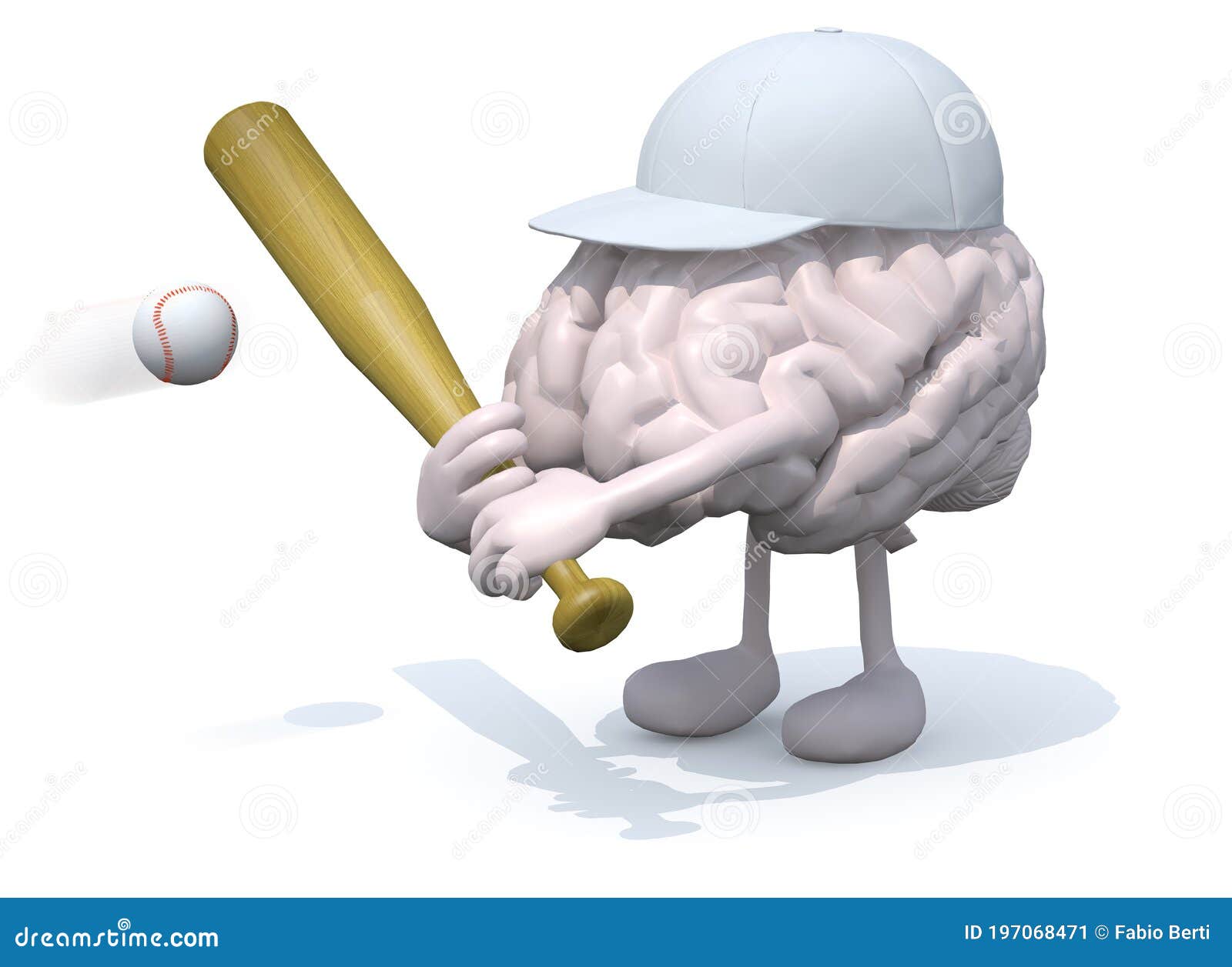 Human Brain Cartoon Play Baseball Stock Illustration - Illustration of ...