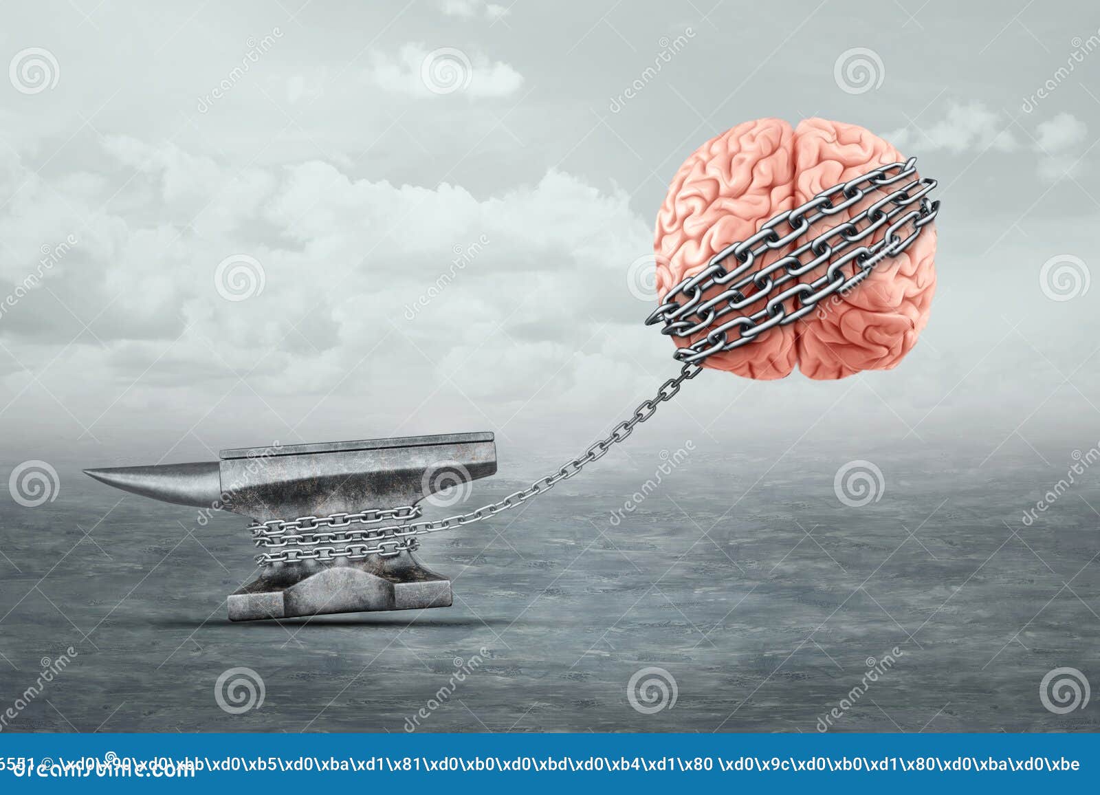The Human Brain is Chained To a Heavy Anvil. the Concept of Restraining ...