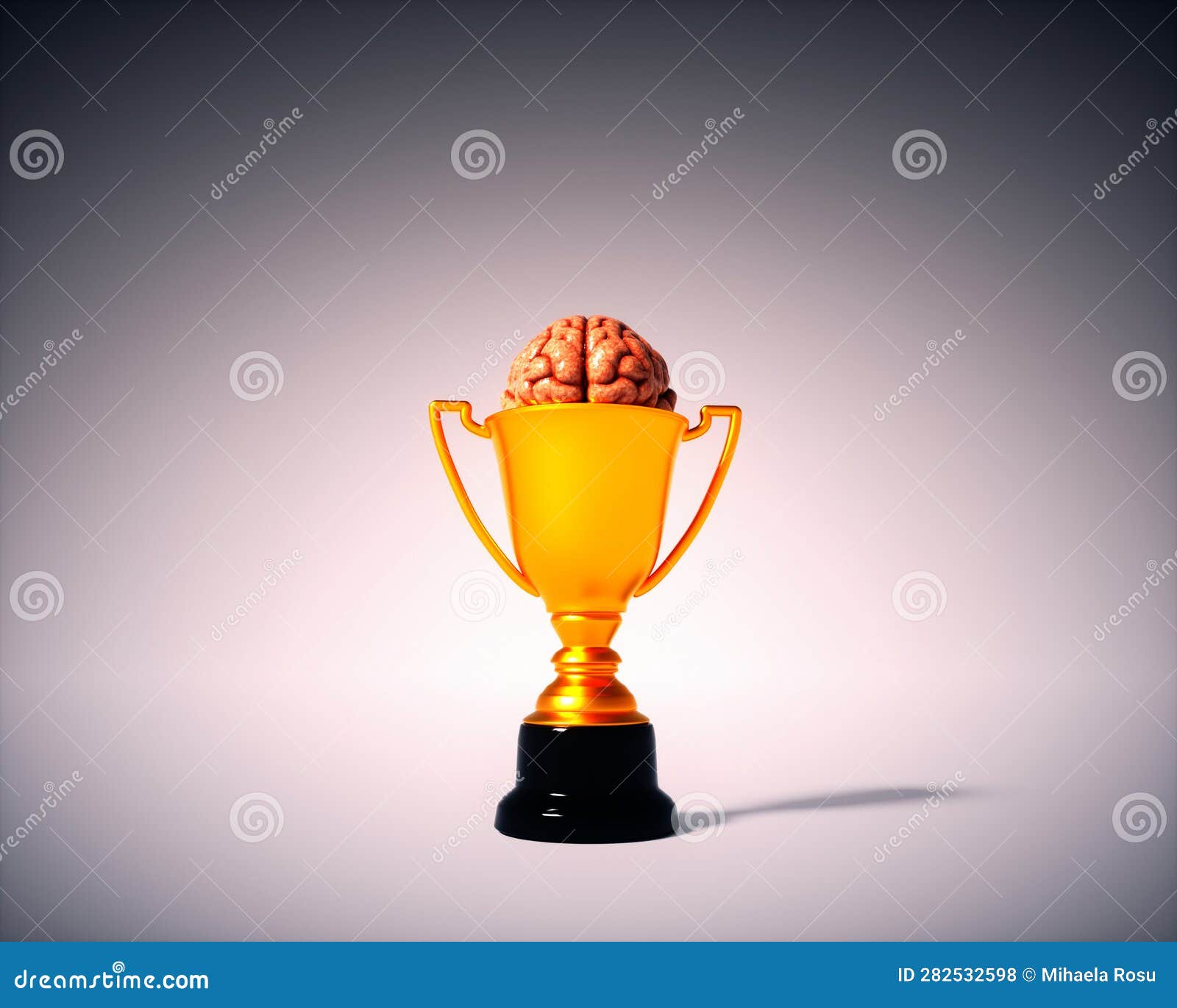 Human Brain on Champion Trophy Cup Stock Illustration - Illustration of ...