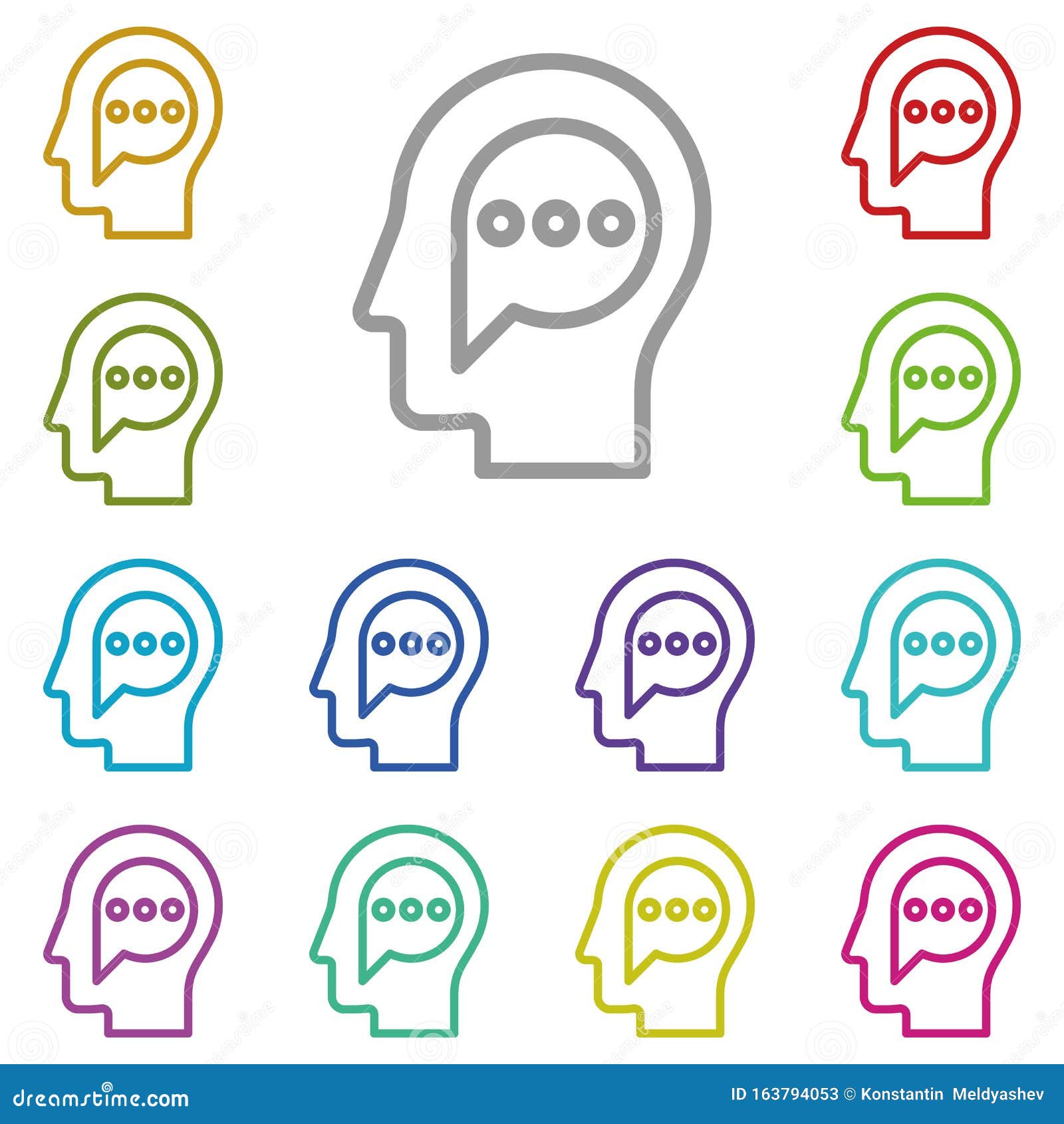 Human, Brain, Chat Multi Color Icon. Simple Thin Line, Outline Vector ...