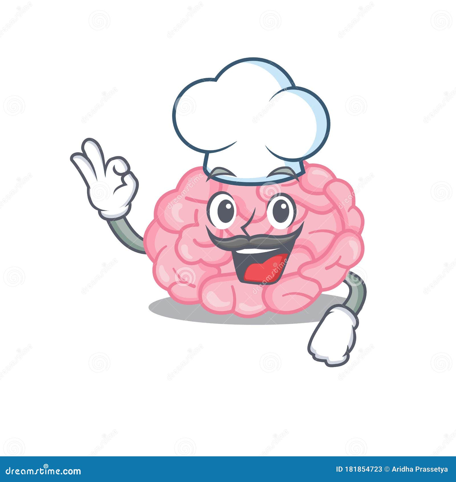 Human Brain Chef Cartoon Design Style Wearing White Hat Stock Vector ...
