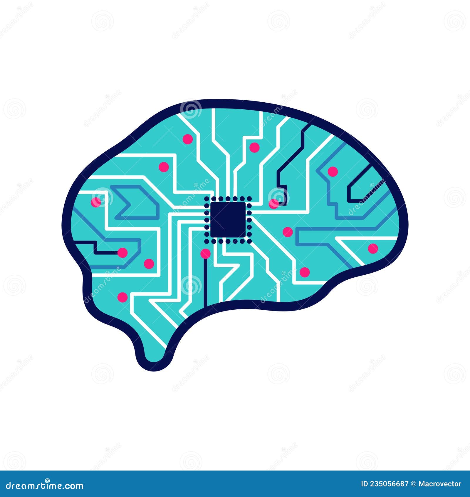 Human Brain Chip Composition Stock Vector - Illustration of technology ...