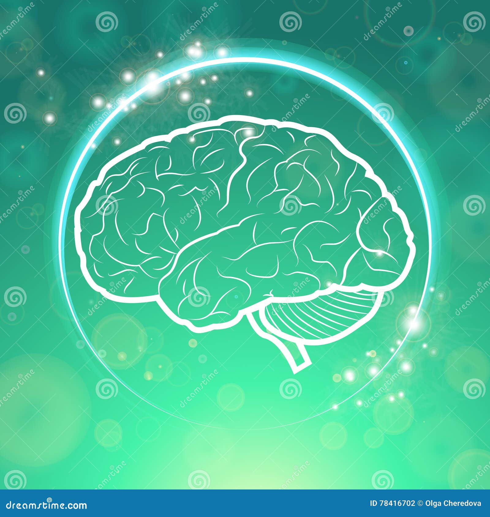 Human brain in circle stock vector. Illustration of sensory - 78416702
