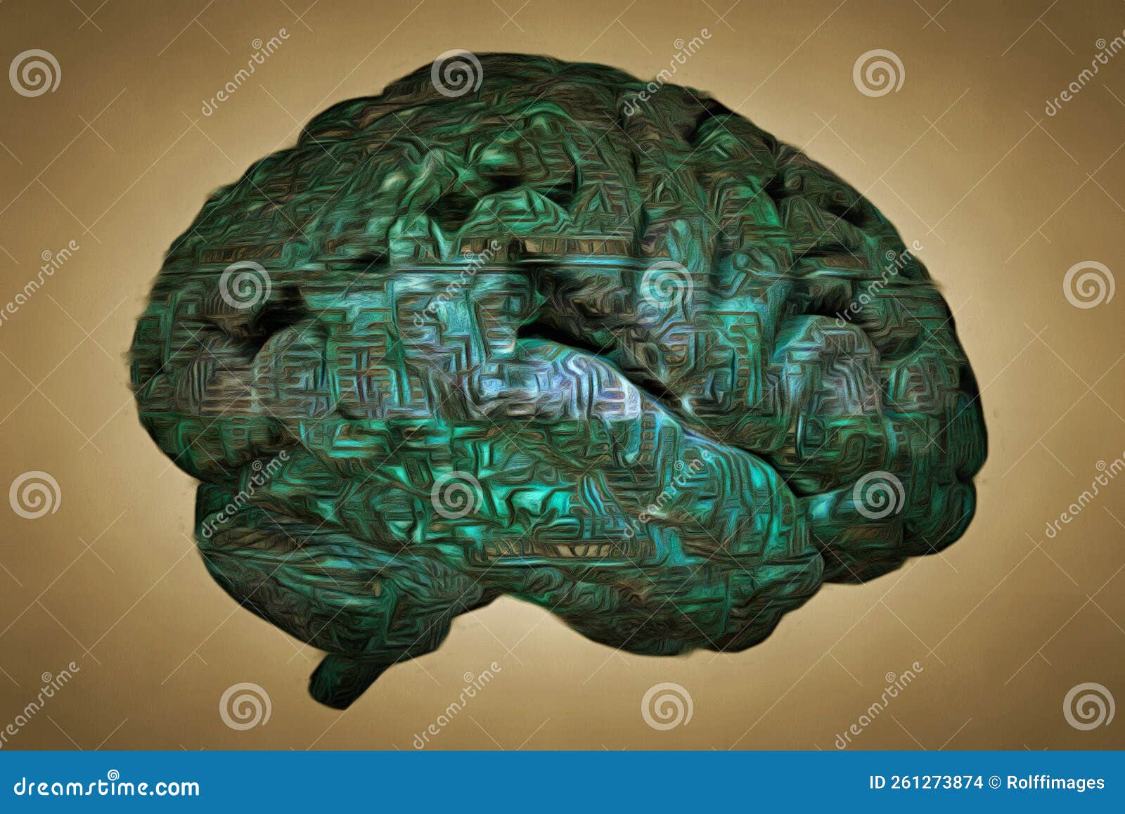 Human Brain with Circuit Board Stock Illustration - Illustration of ...