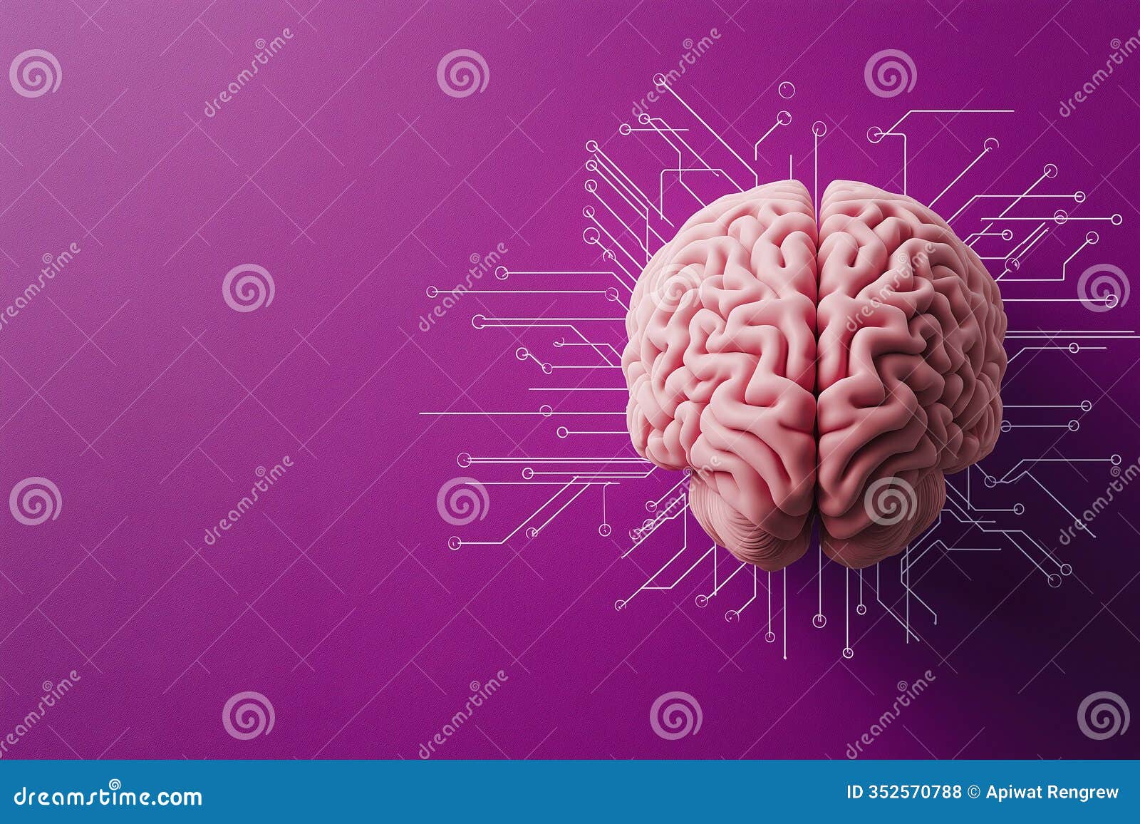 Human Brain with Circuit Patterns on Purple Background Symbolizes ...
