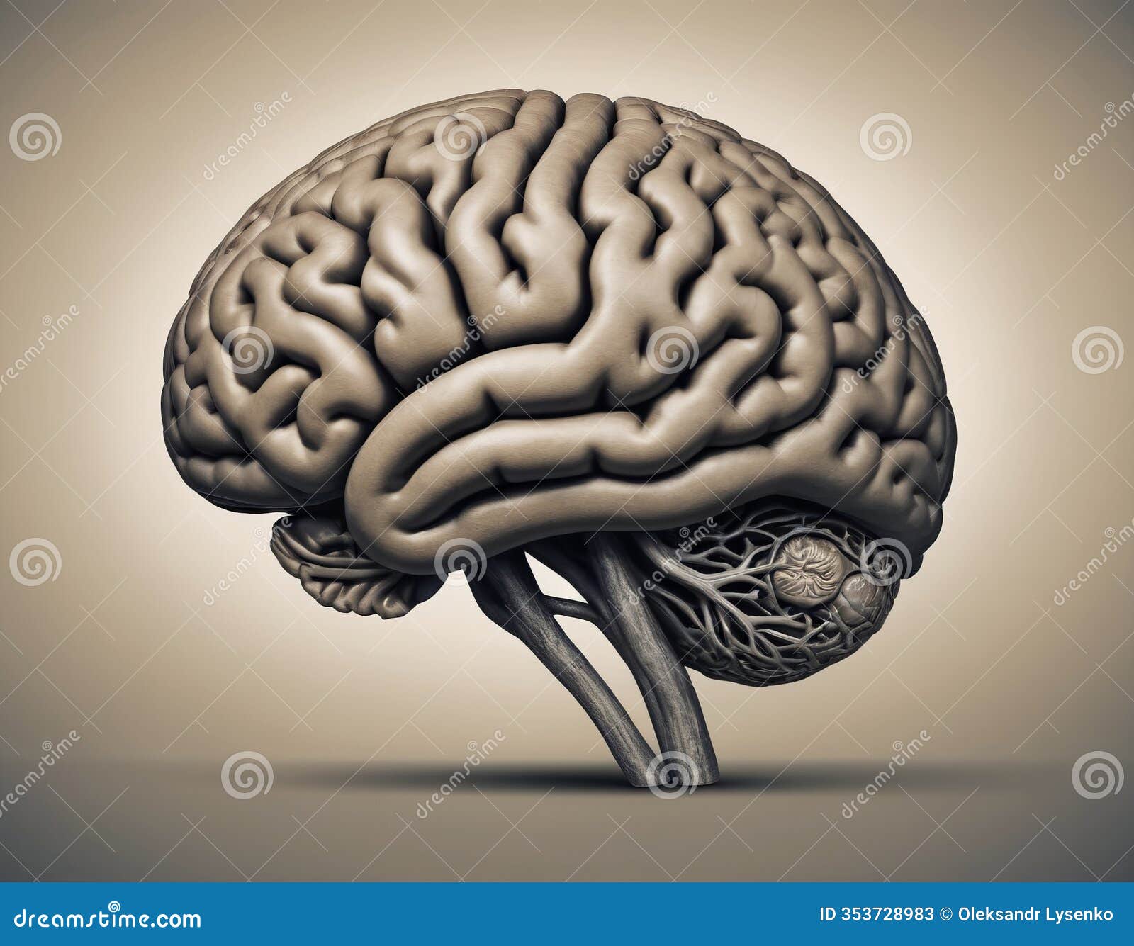 Human brain close up stock illustration. Illustration of health - 353728983