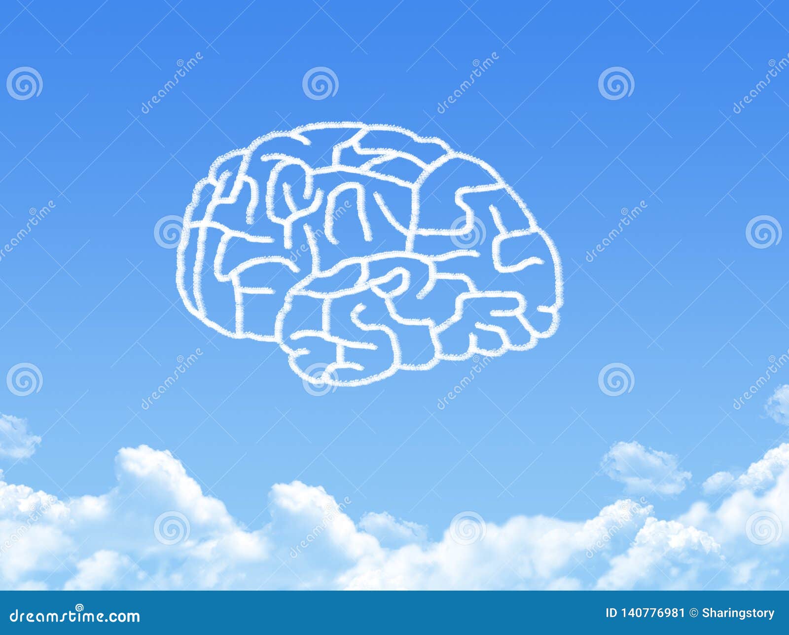 Human brain cloud shape stock illustration. Illustration of intellect ...