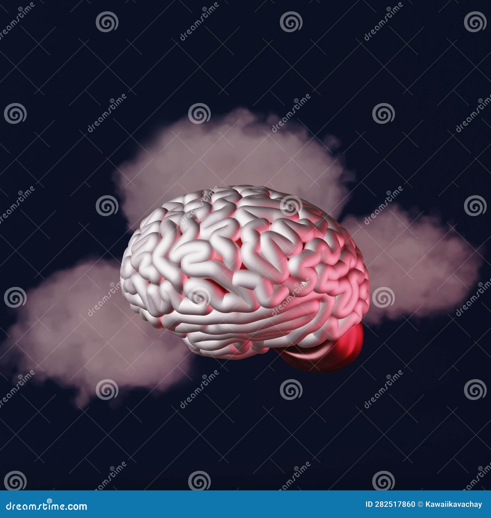Human Brain Clouds Creative Contemporary Art 3d Rendering Mental Health ...