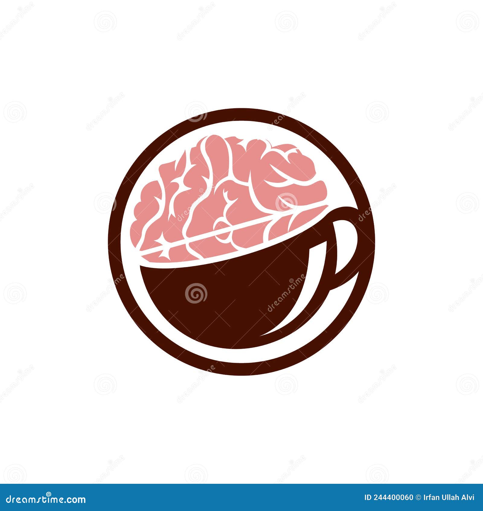 Coffee Brain Vector Logo Design Template. Stock Vector - Illustration ...