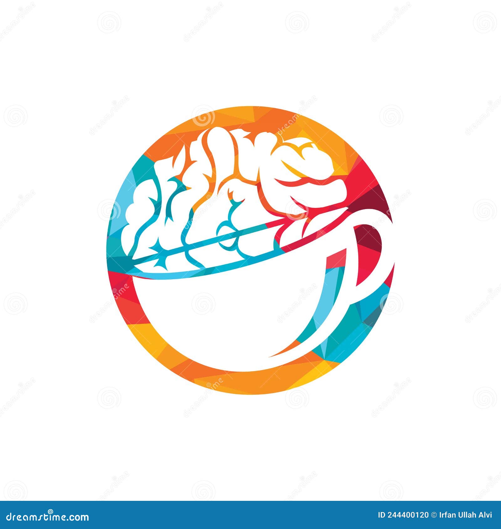 Coffee Brain Vector Logo Design Template. Stock Vector - Illustration ...