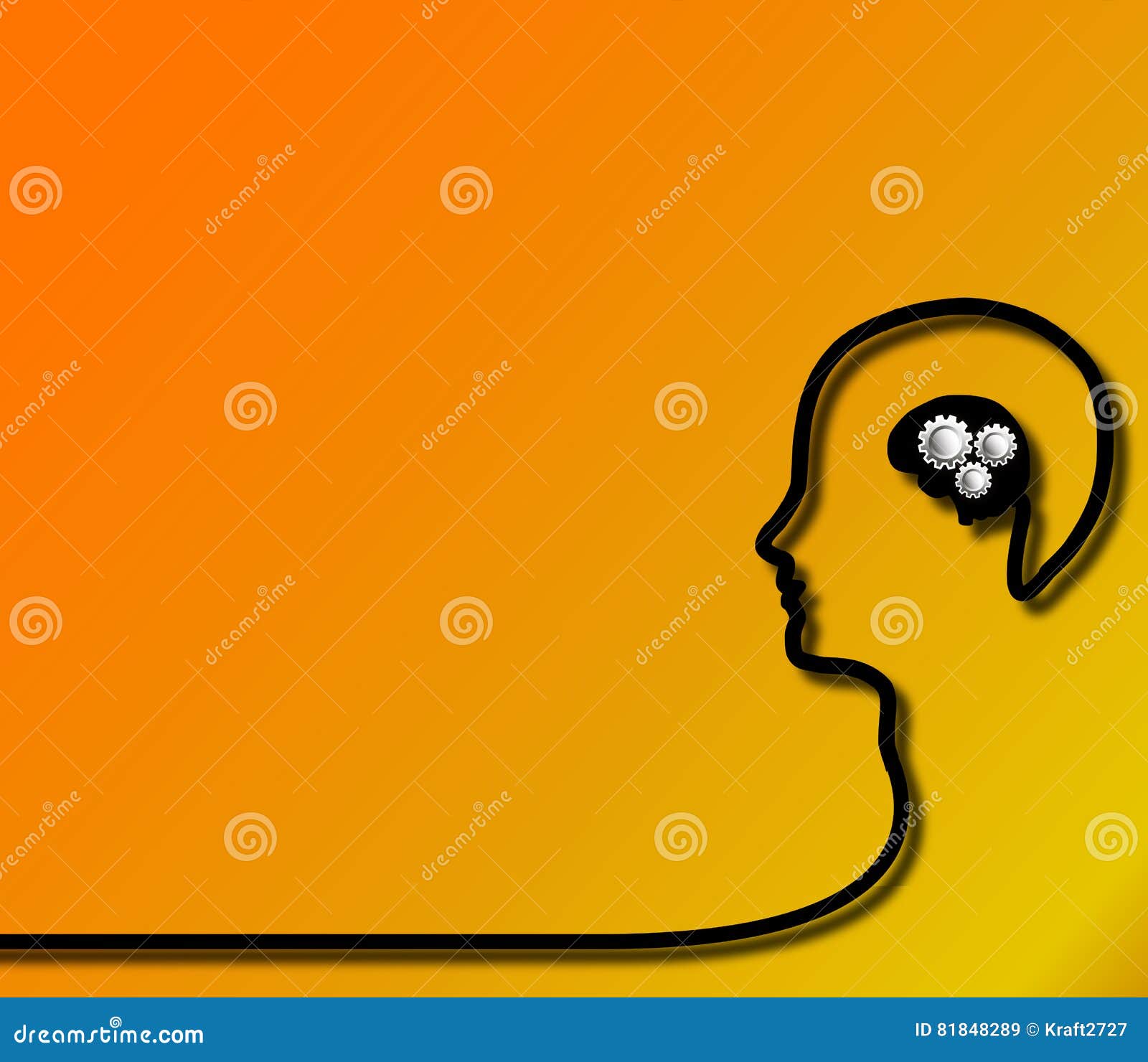 Human Brain with Cogs on an Orange Background Stock Vector ...
