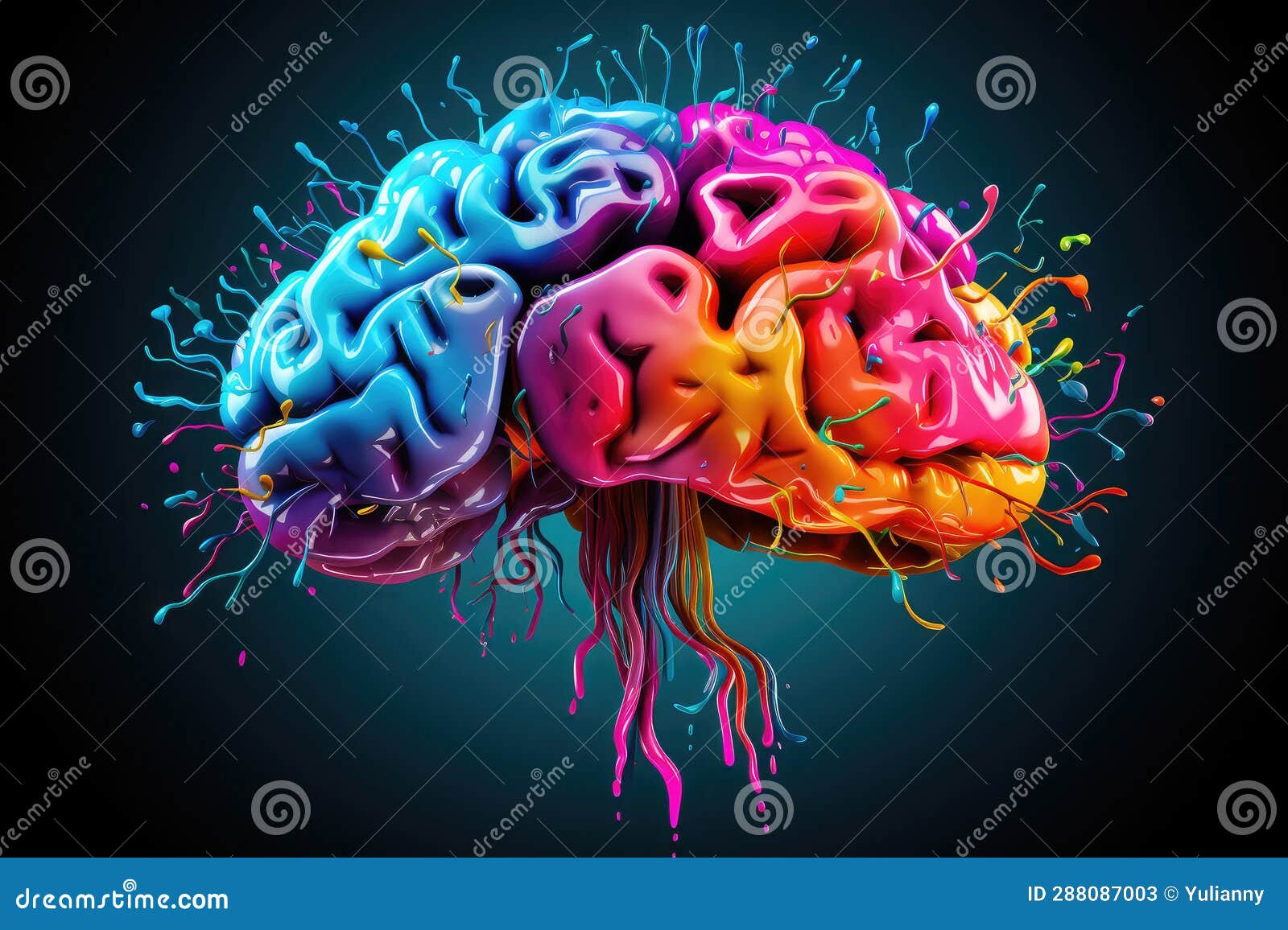 Human Brain with Color Splashes. Generative Ai Stock Image - Image of ...