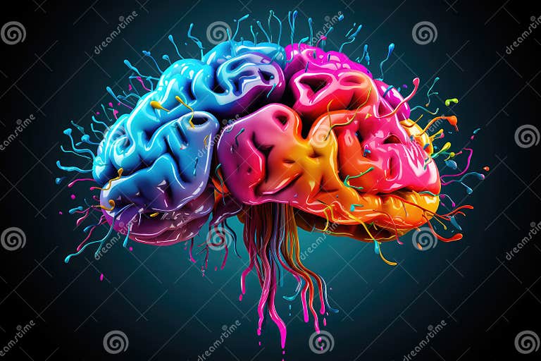 Human Brain with Color Splashes. Generative Ai Stock Image - Image of ...
