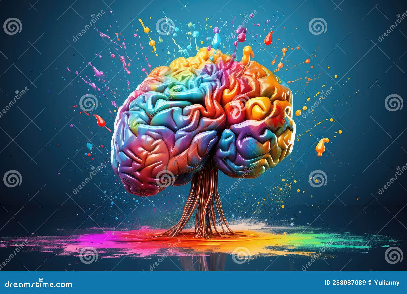 Human Brain with Color Splashes. Generative Ai Stock Image - Image of ...