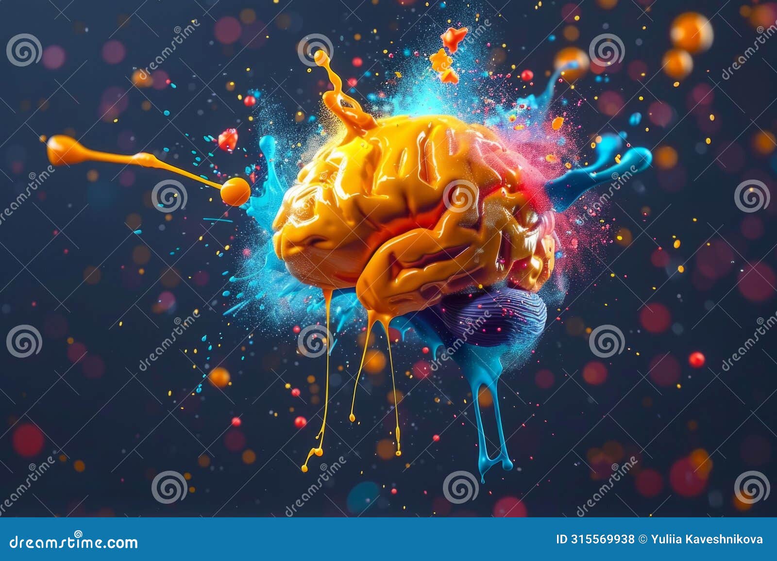 Human Brain Colorful Splash Creativity Exploding with New Ideas Plans ...