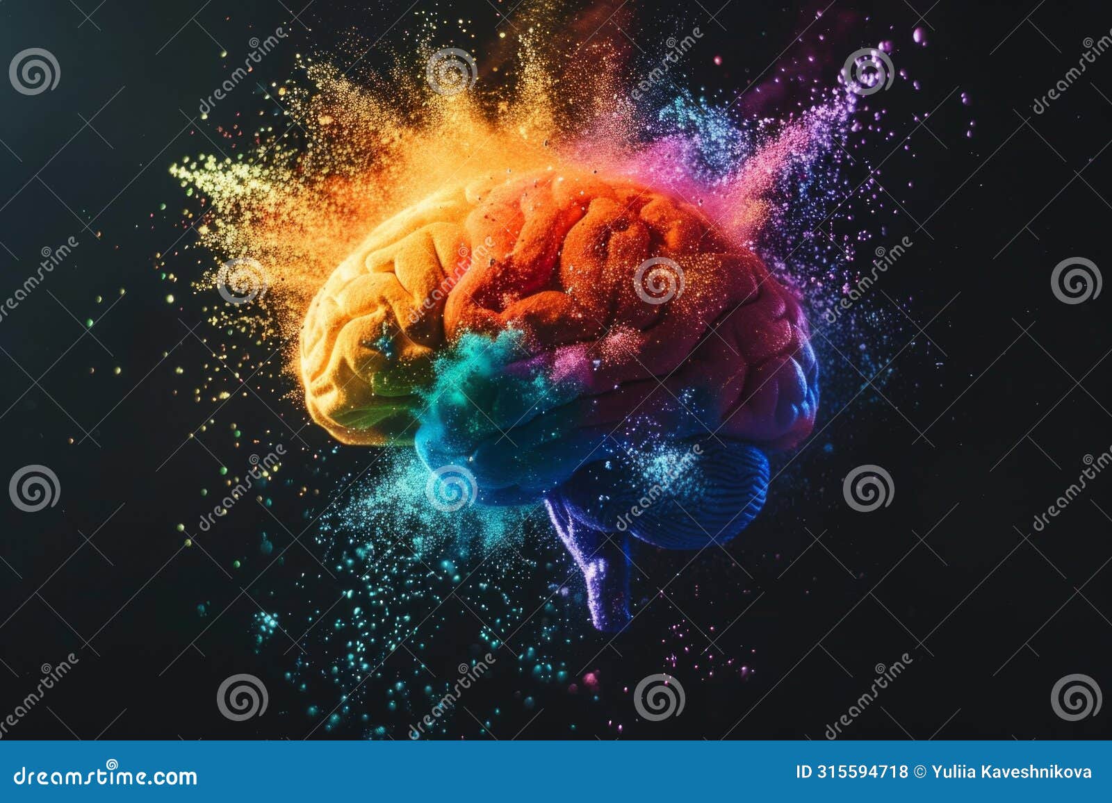 Human Brain Colorful Splash Creativity Exploding with New Ideas Plans ...
