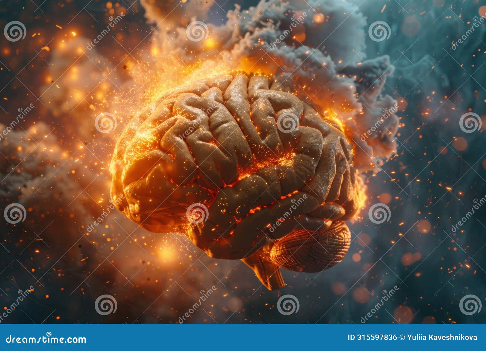 Human Brain Colorful Splash Creativity Exploding with New Ideas Plans ...