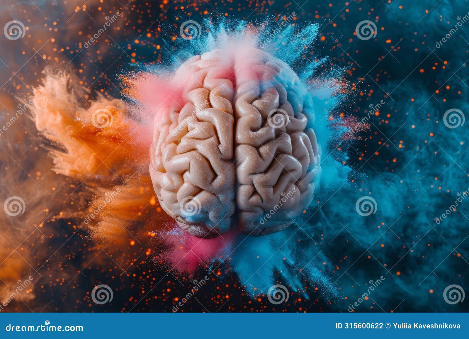 Human Brain Colorful Splash Creativity Exploding with New Ideas Plans ...
