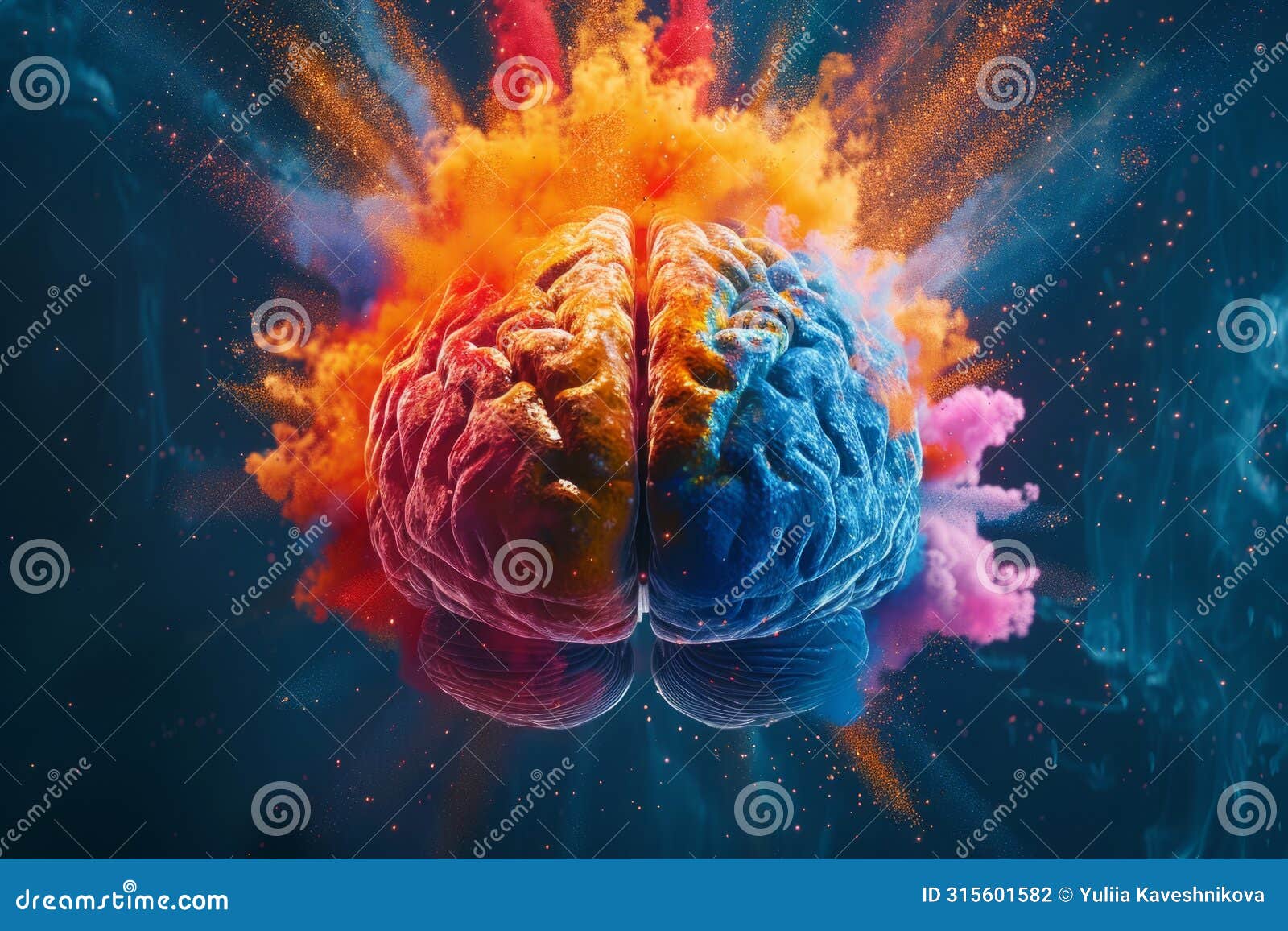 Human Brain Colorful Splash Creativity Exploding with New Ideas Plans ...