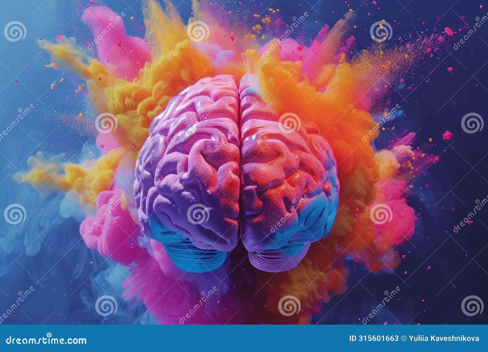Human Brain Colorful Splash Creativity Exploding with New Ideas Plans ...