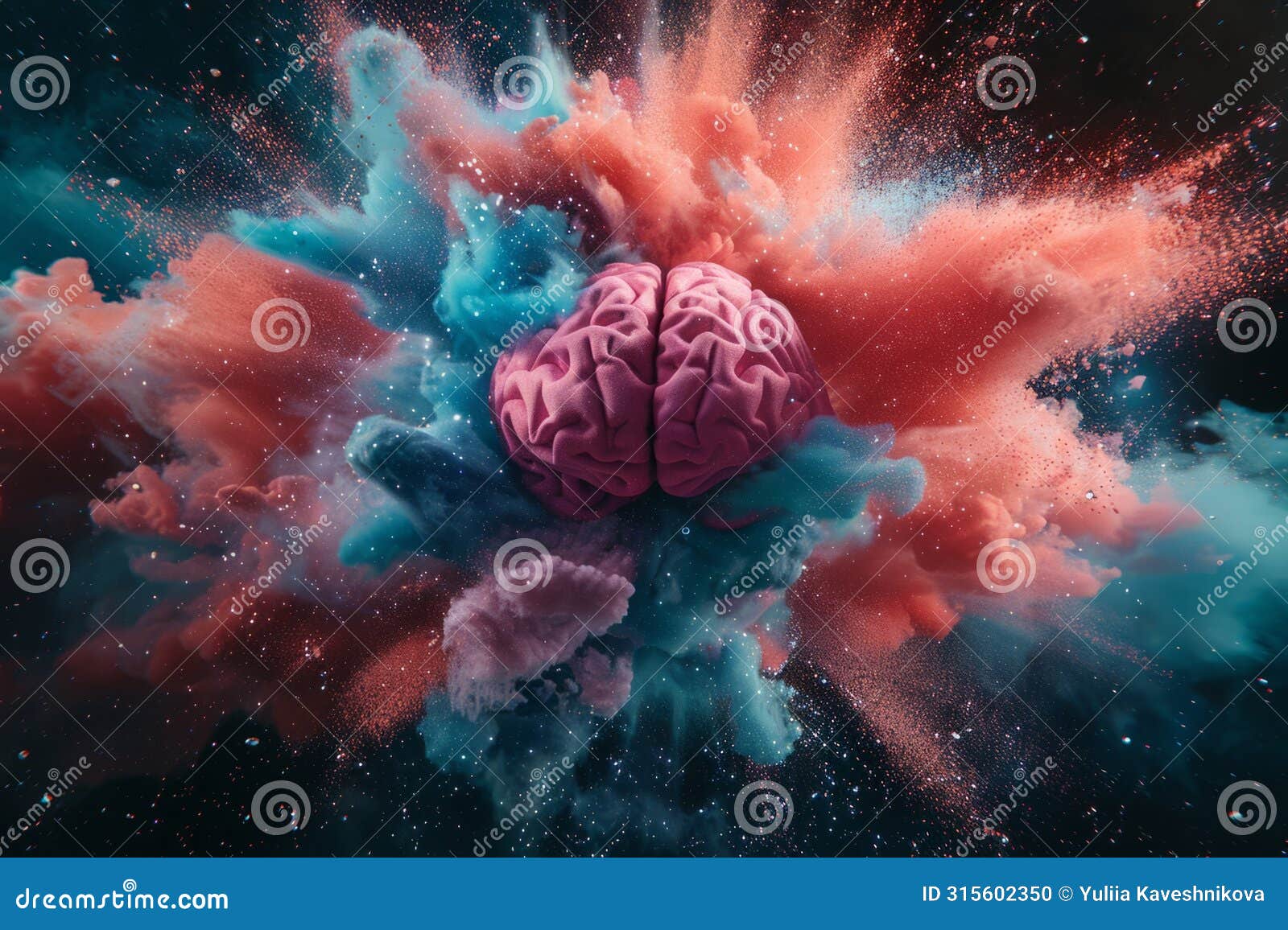 Human Brain Colorful Splash Creativity Exploding with New Ideas Plans ...