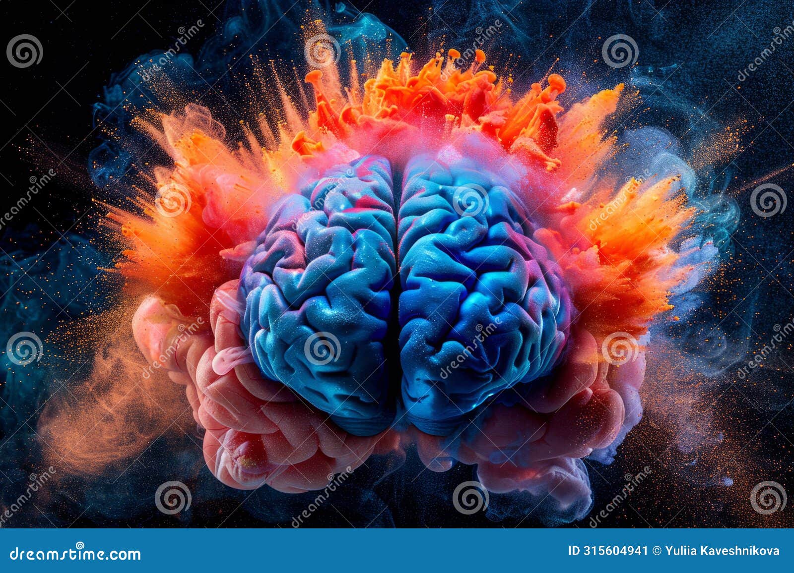 Human Brain Colorful Splash Creativity Exploding with New Ideas Plans ...