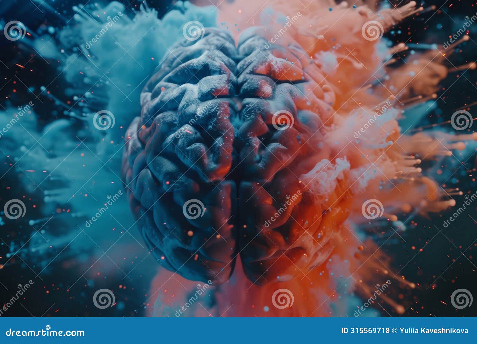 Human Brain Colorful Splash Creativity Exploding with New Ideas Plans ...