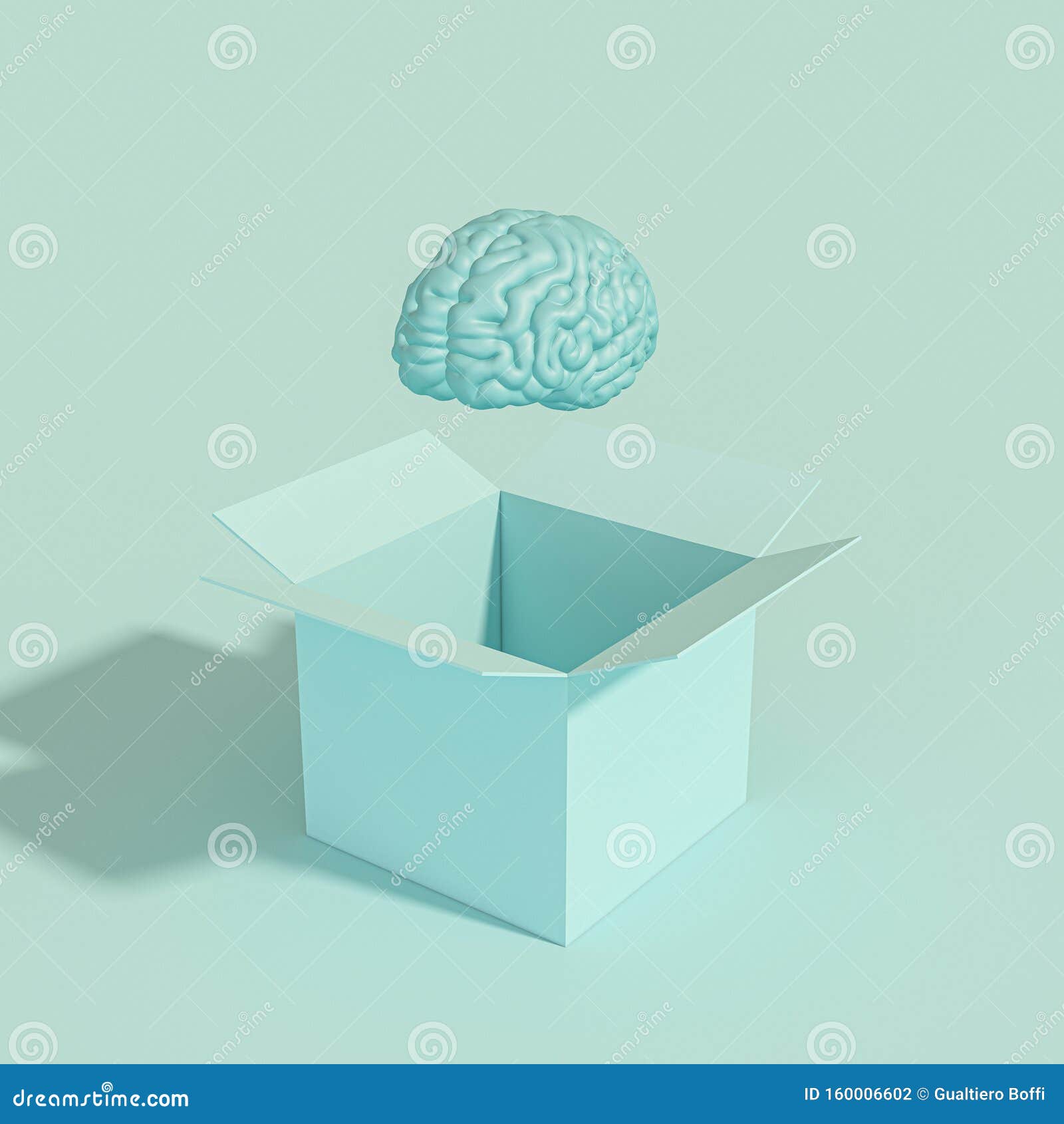 Human Brain Coming Out of a Box Stock Illustration - Illustration of ...