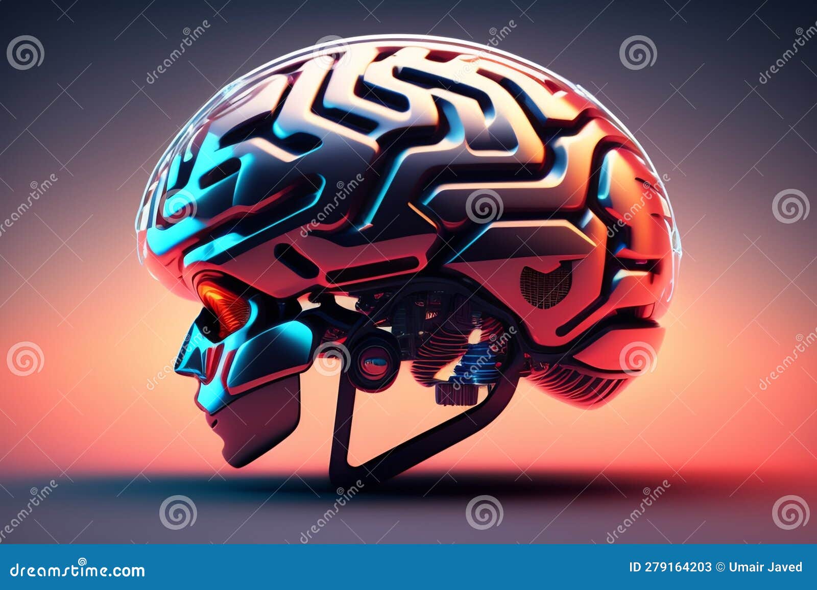 Human Brain a Computer Generated Humanoid Fictional Cyber Girl with a ...