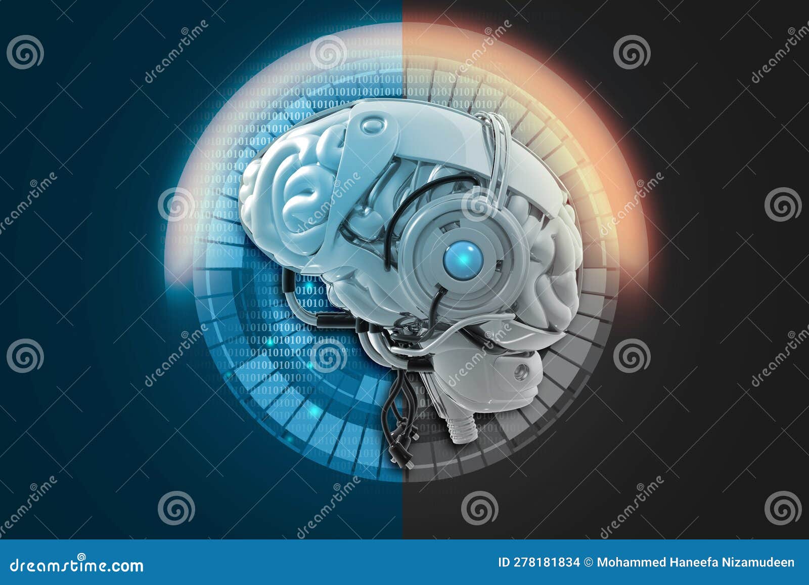 Human Brain Computer Technology Stock Illustration - Illustration of ...