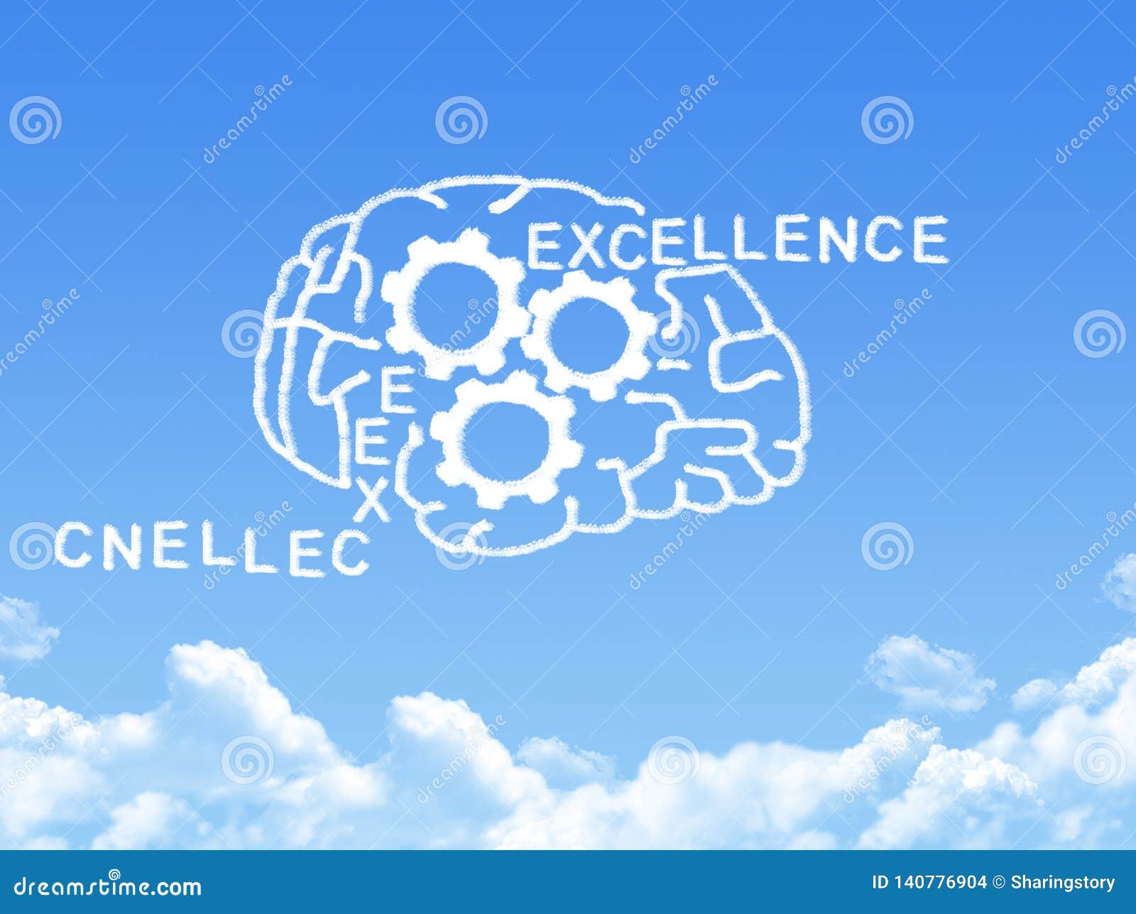 Human Brain Concept Cloud Shape Stock Illustration - Illustration of ...