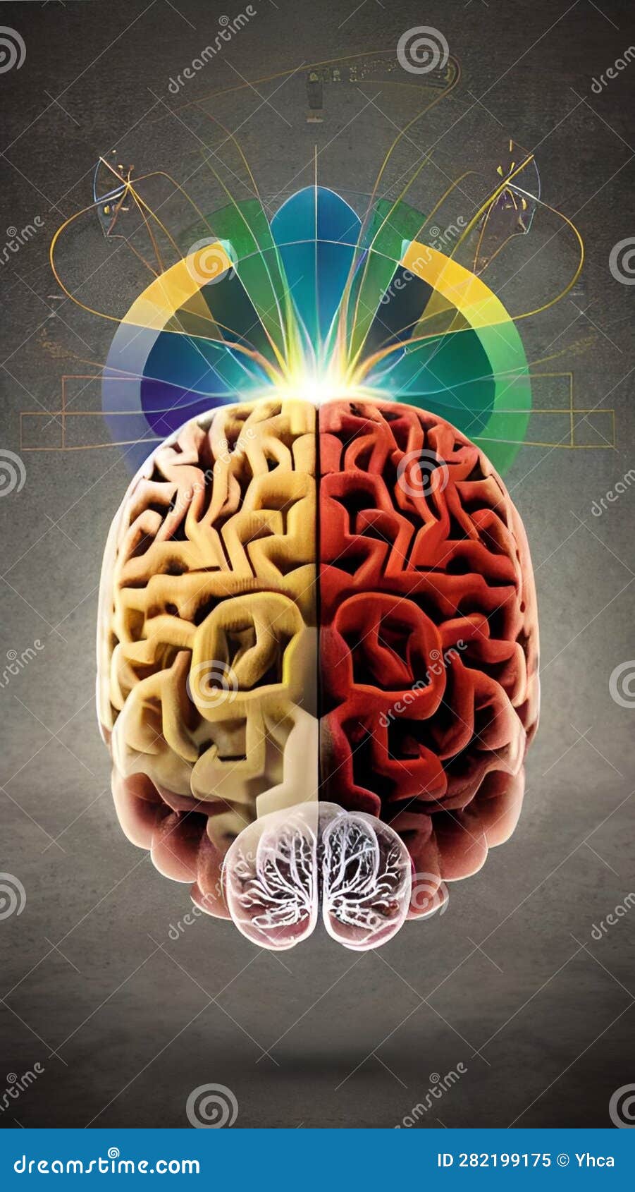 Human Brain Concept with Creative and Logic Hemispheres Illustration ...