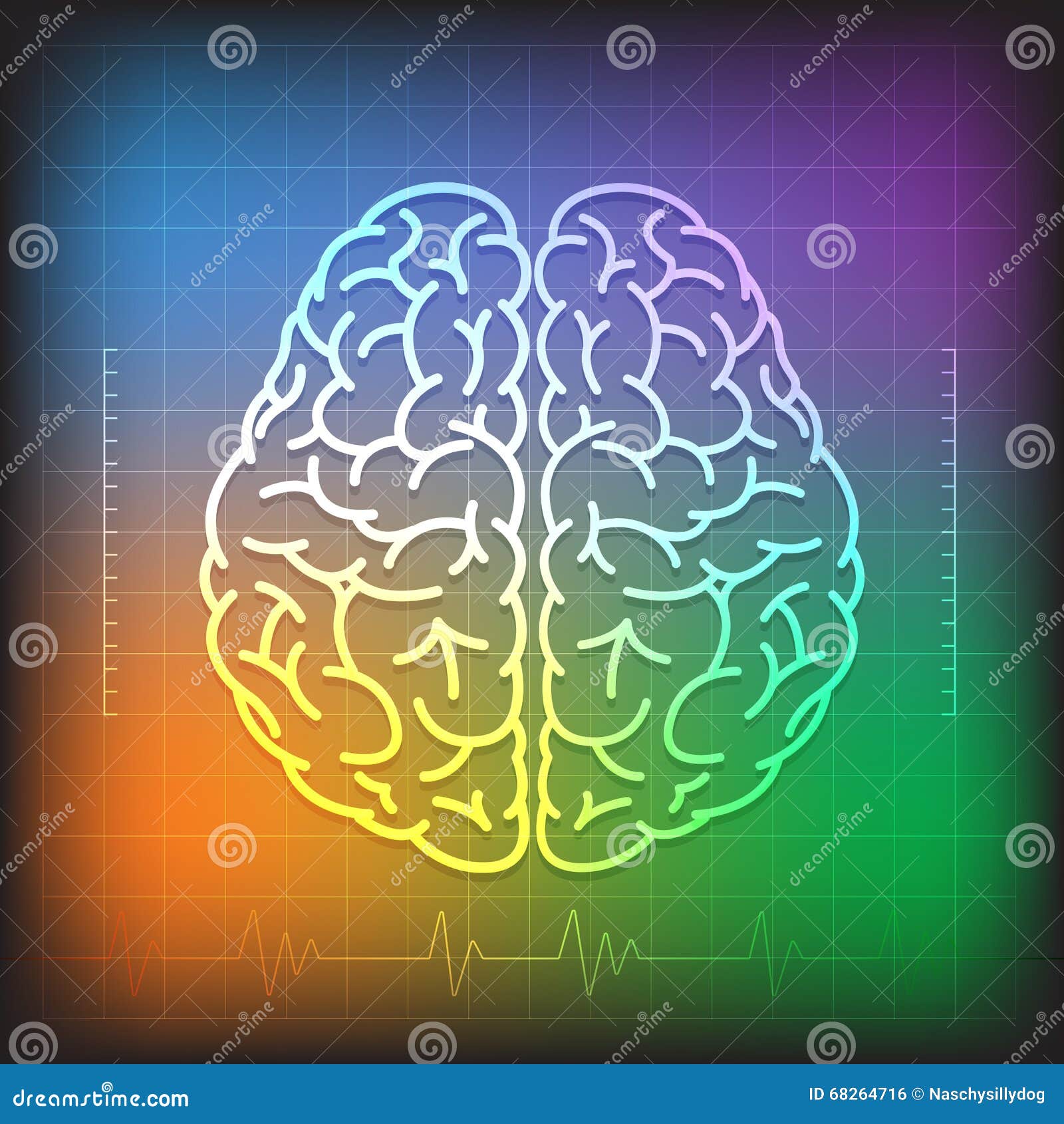 Human Brain Concept with Wave Diagram Colorful Background Stock Vector ...