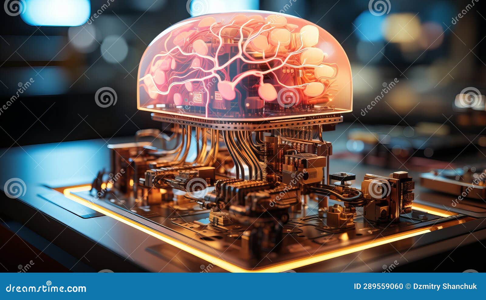 Human Brain Connected To Generative AI Chips Stock Illustration ...