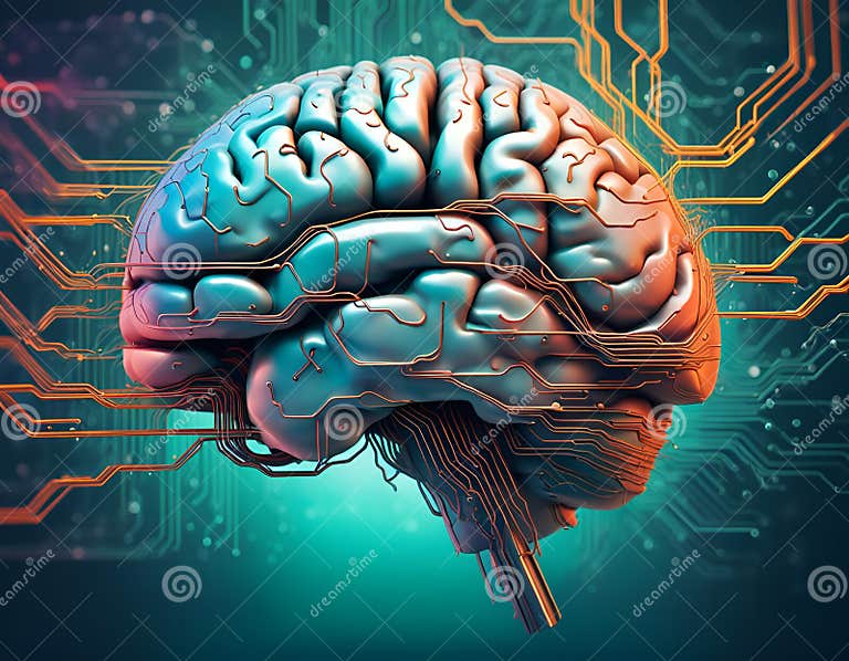 Human Brain Connected To Printed Circuit As a Main Processor Stock ...