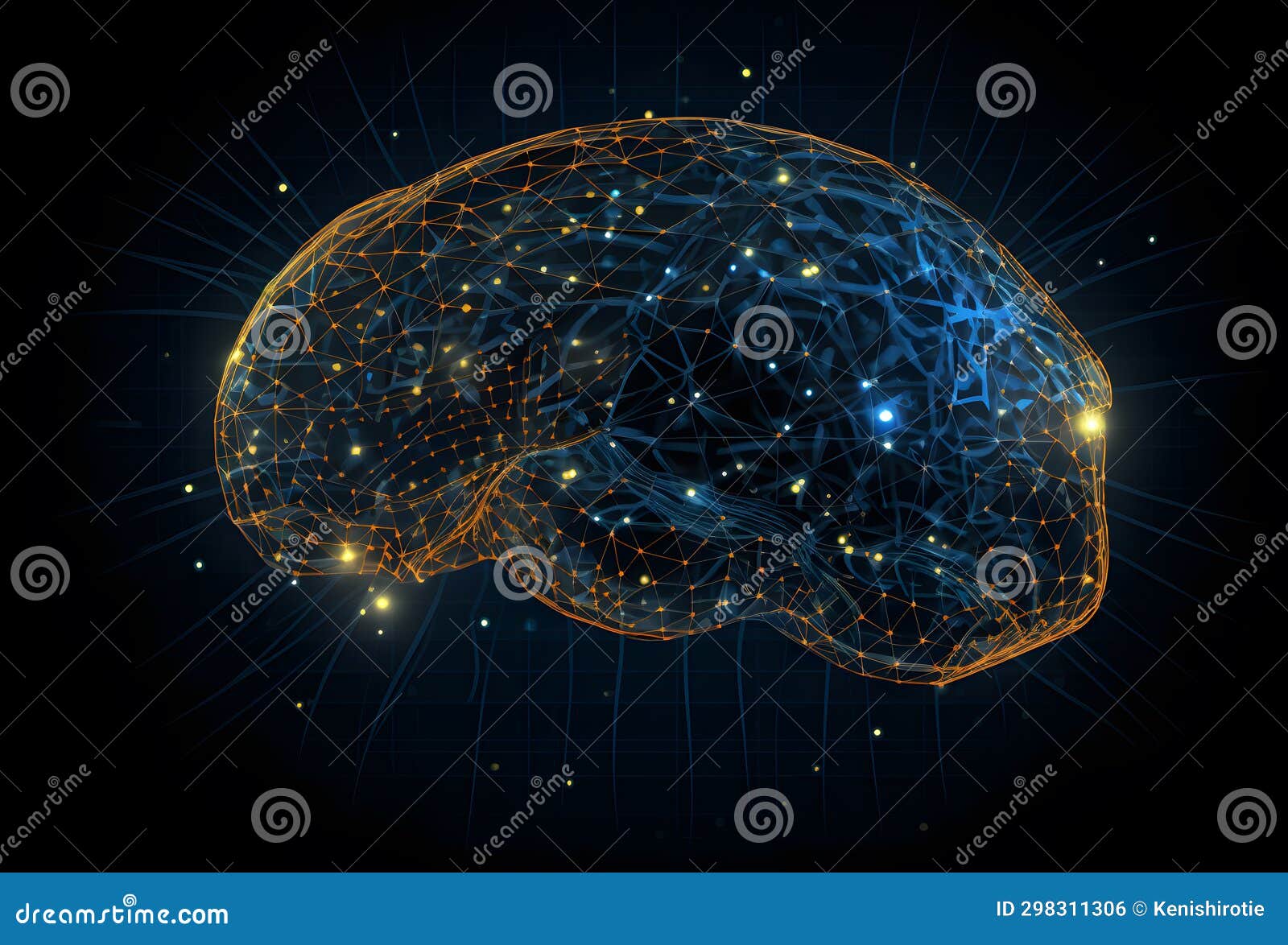 Human Brain with Connection Dots and Lines Stock Photo - Image of ...