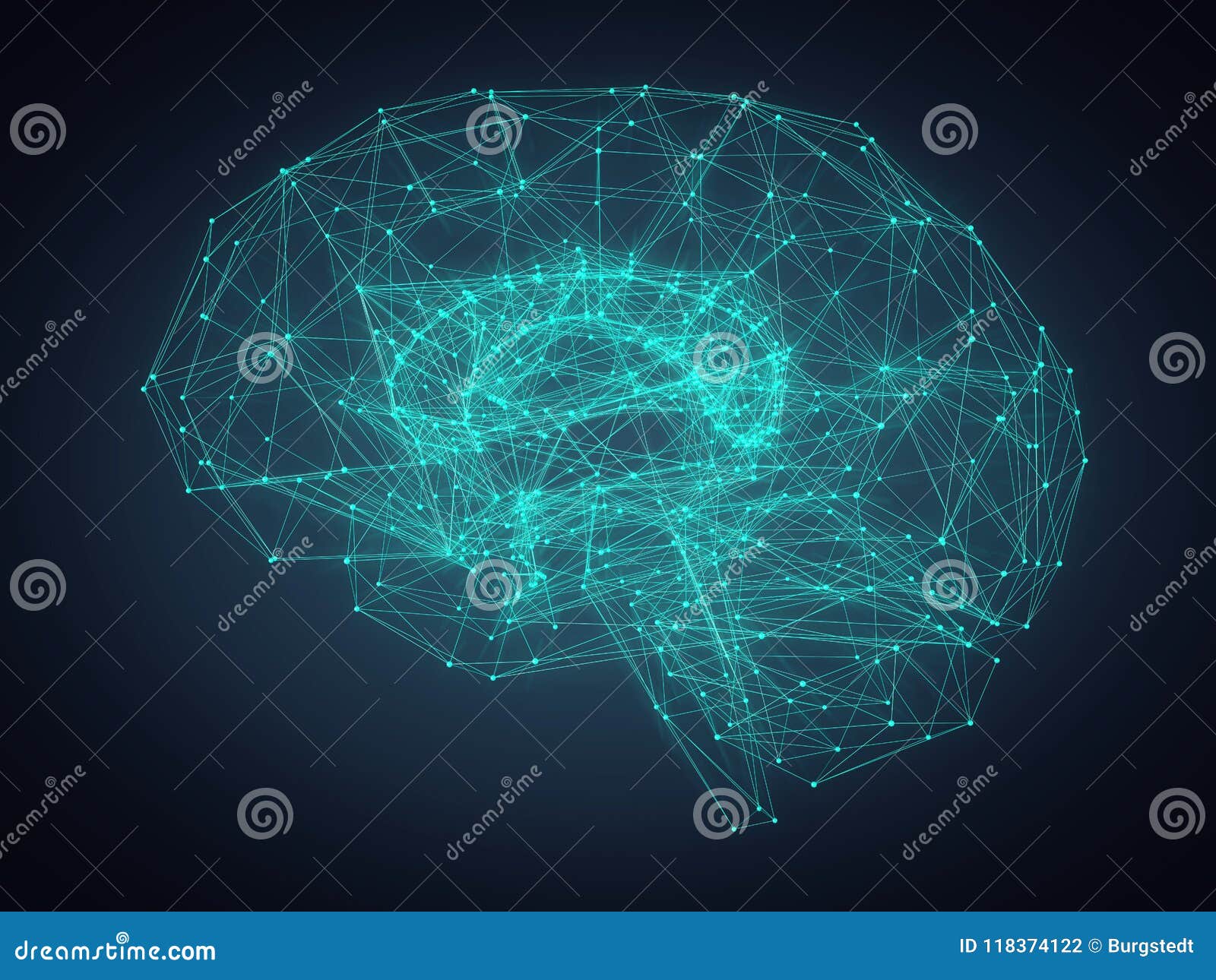 3d Illustration Of A Human Brain Consisting Of Connected Lines Stock ...