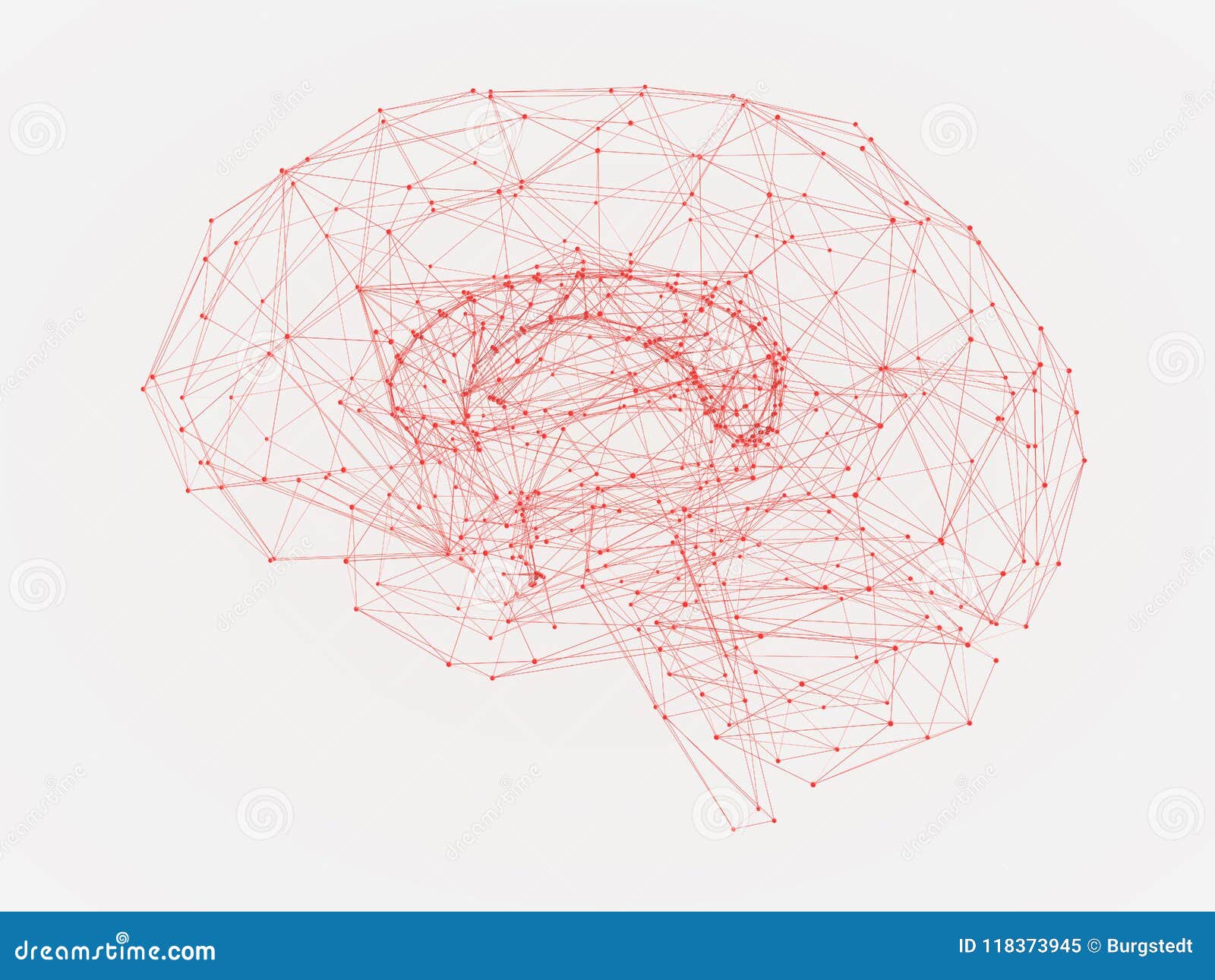 3d Illustration of a Human Brain Consisting of Lines and Polygon Shapes ...