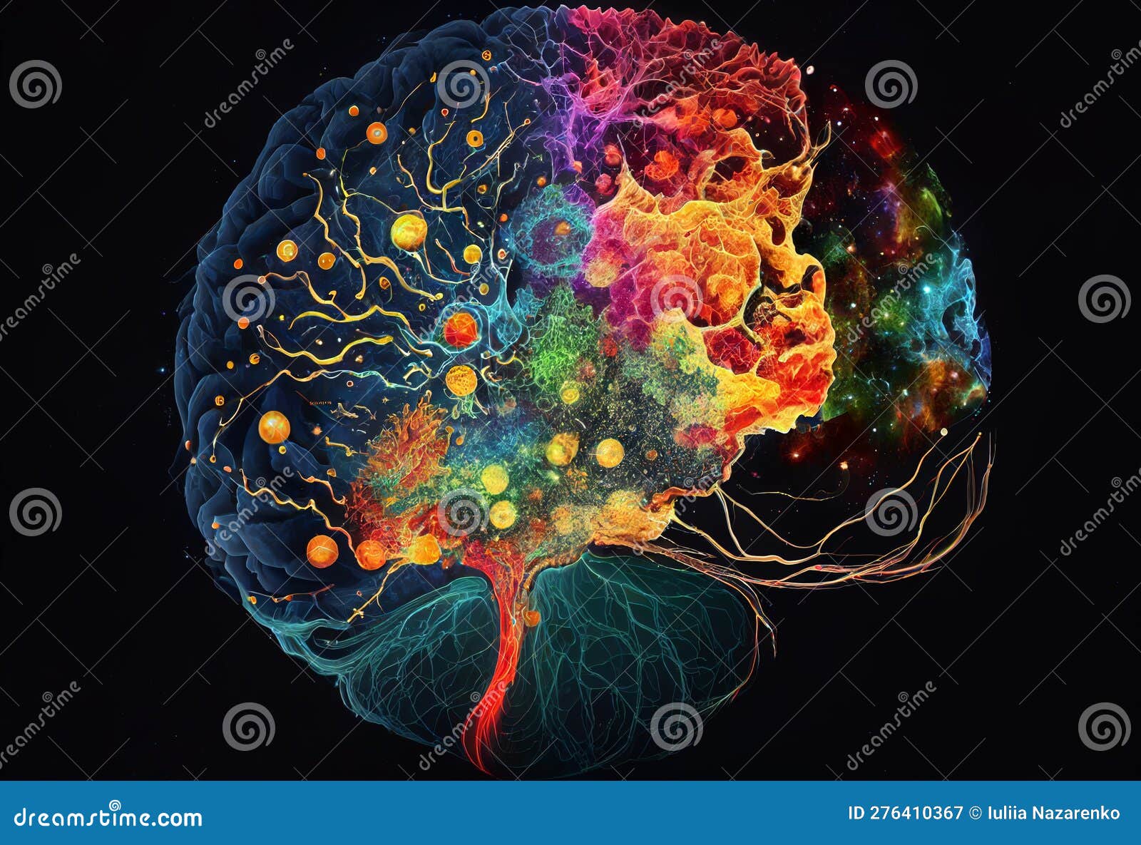 Human Brain Consisting of Protons and Neurons, Nerve Impulses. AI ...